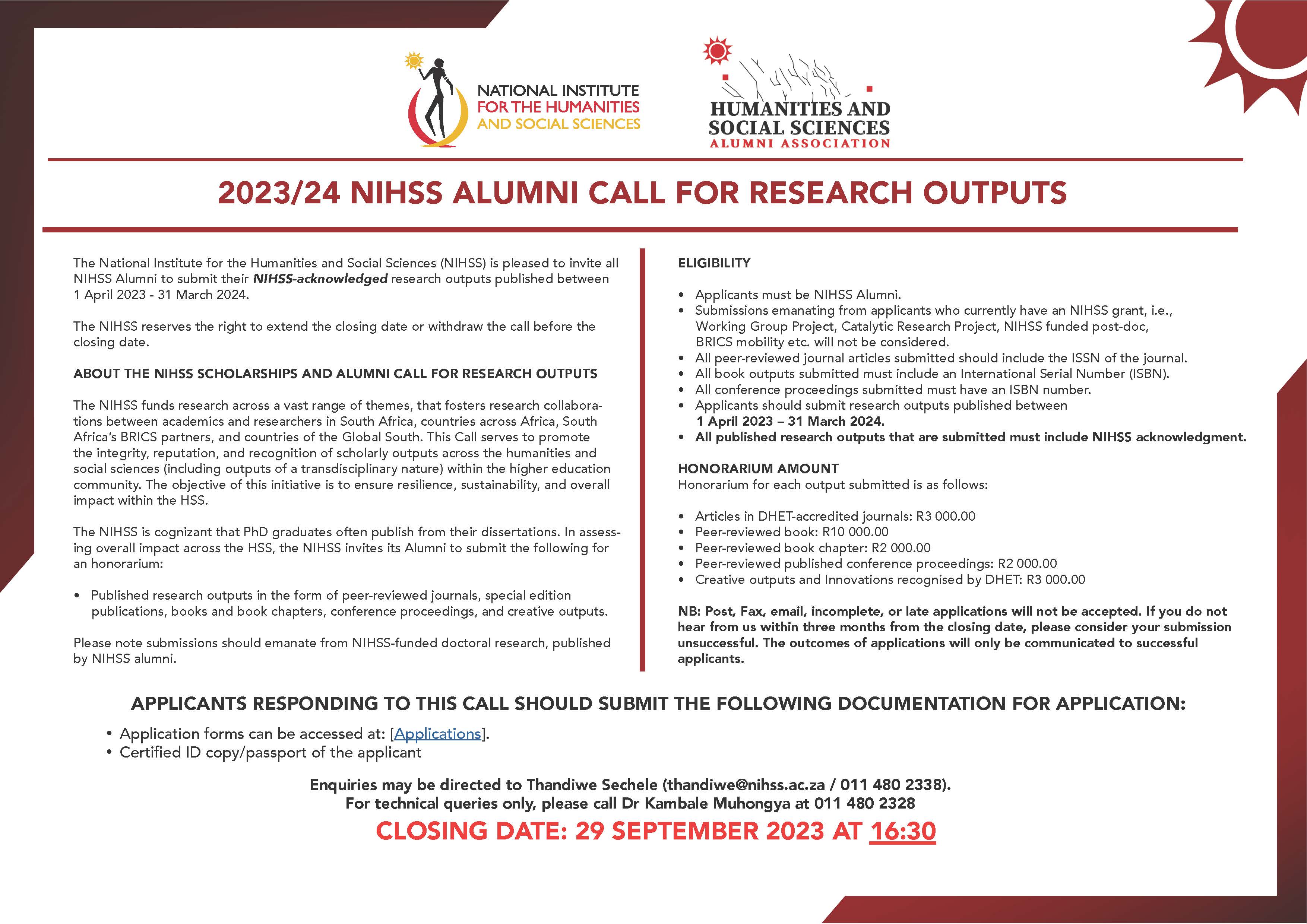 2023/24 NIHSS Alumni Call for Research Outputs | National Institute for ...